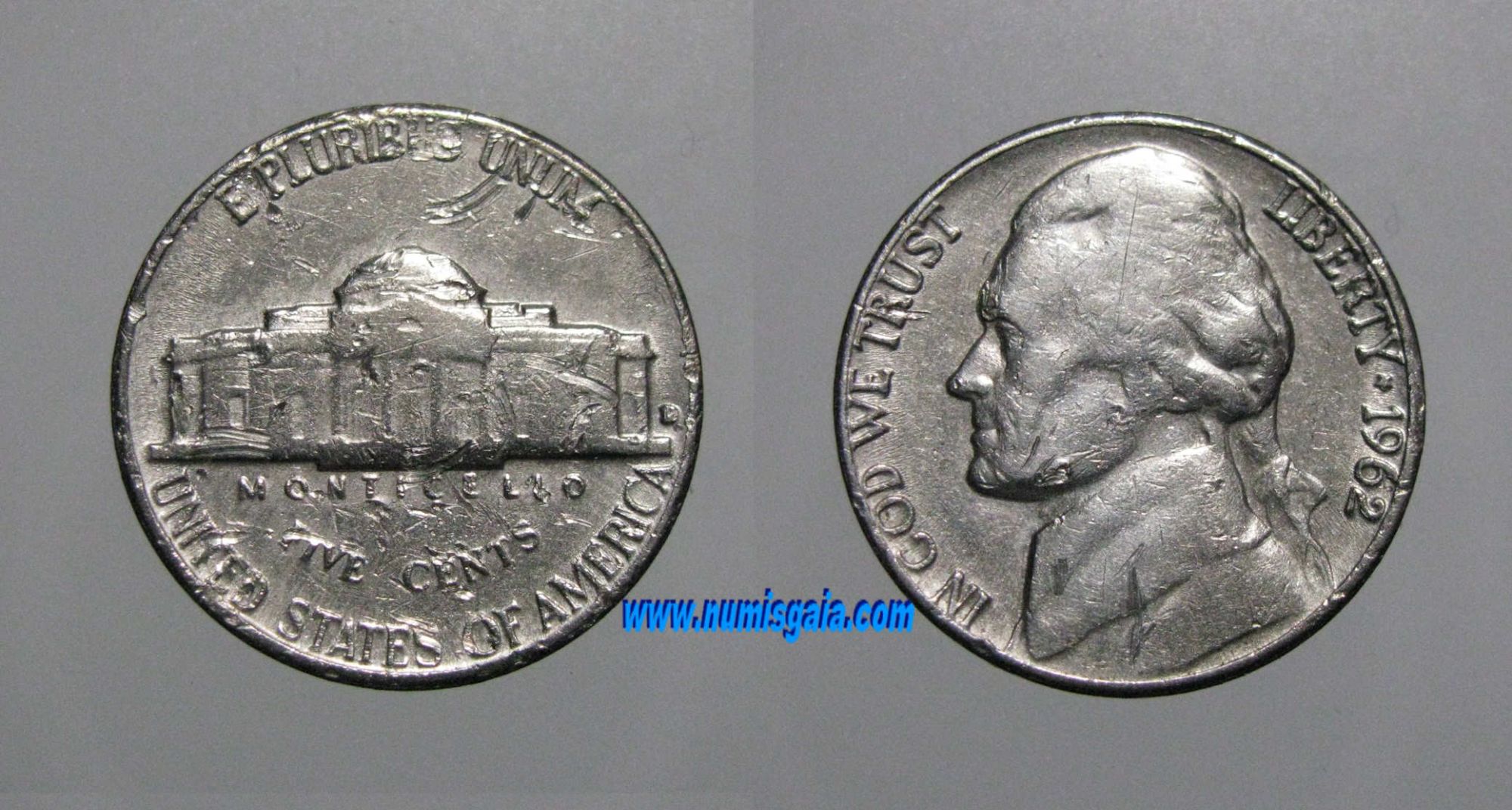 Estados Unidos América (USA) KM#A192US62 - FIVE CENTS 1962